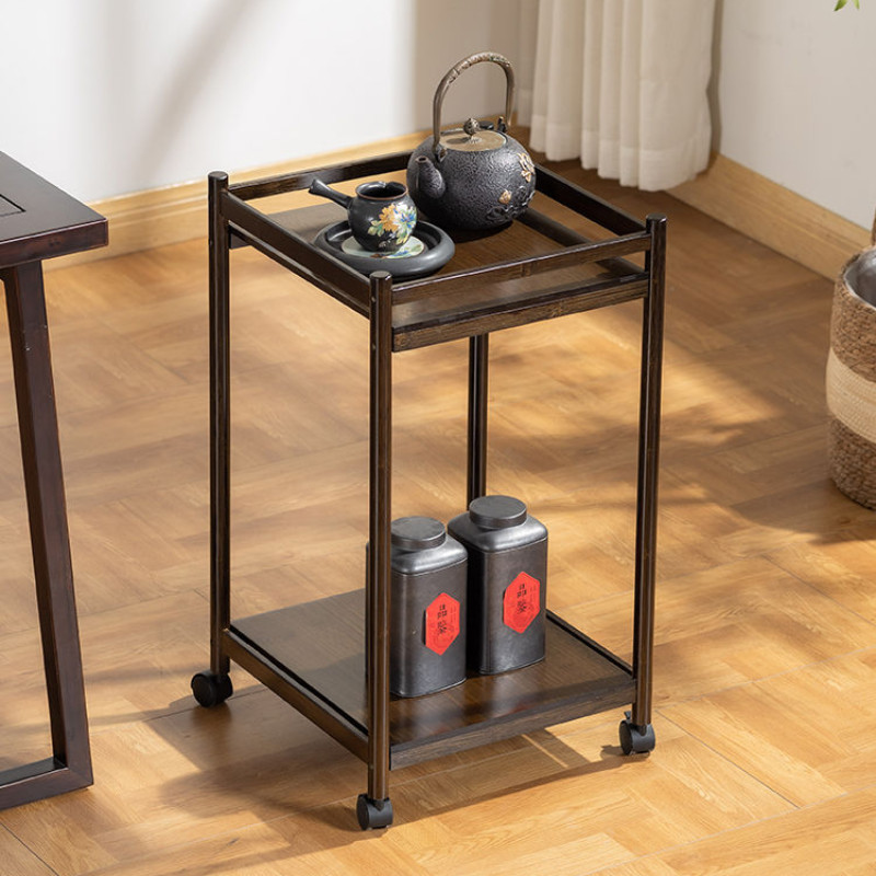 Bamboo Side Table Movable Small Coffee Table Tea Cabinet Wooden Shelf ...
