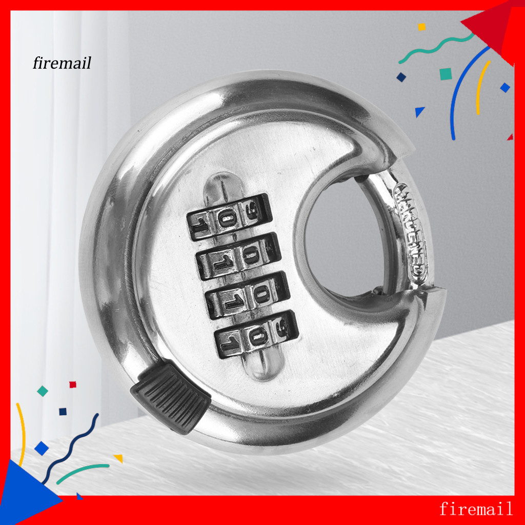[FM] 4 Digit Combination Disc Padlock Stainless Steel Weather-proof ...