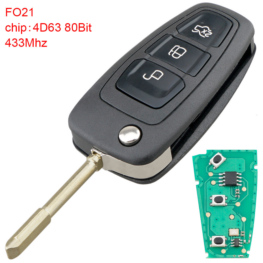 433Mhz 3 Buttons Flip Remote Key Fob Fit for Ford / Mondeo / Focus ...