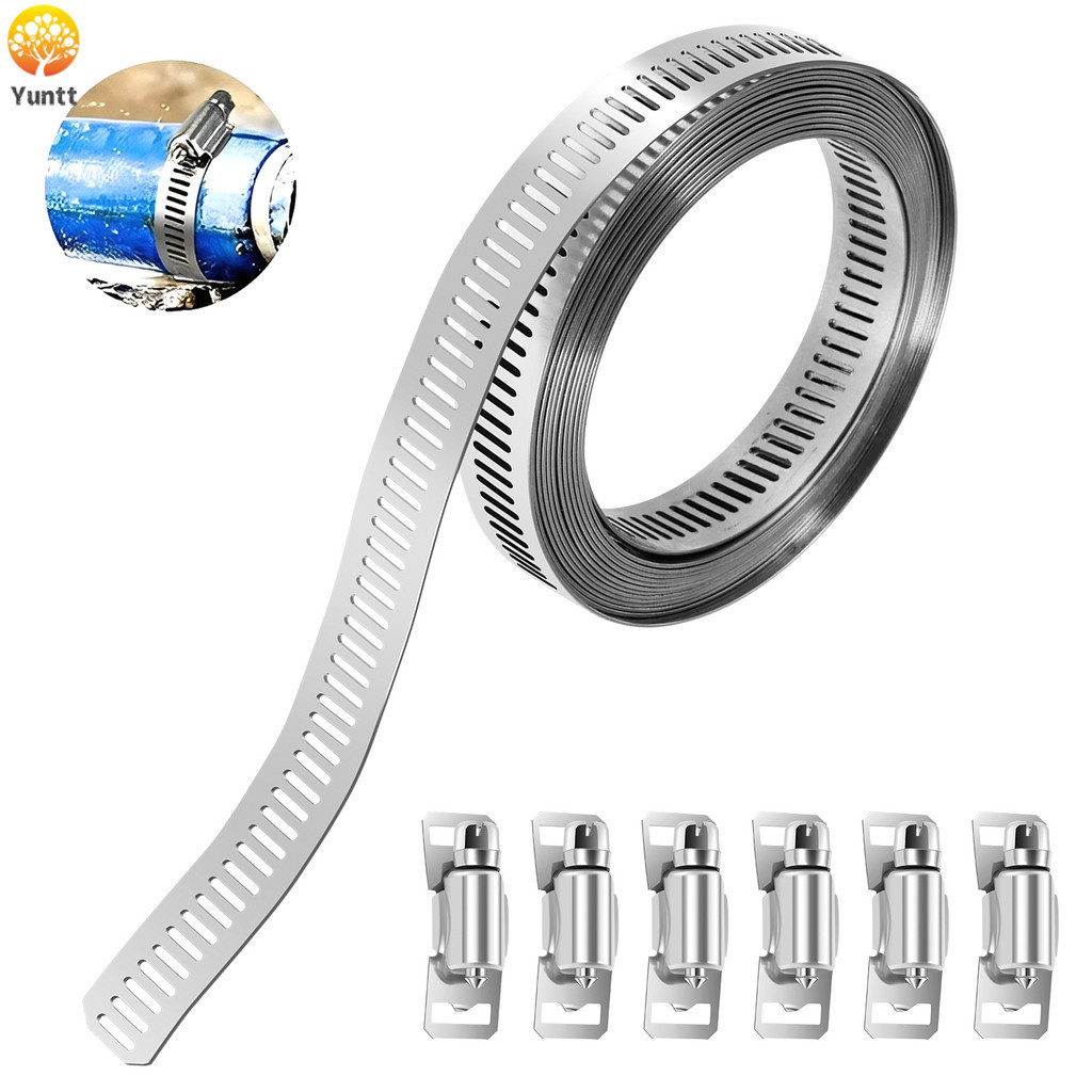 new Adjustable Stainless Steel Plumbing Hose Clamp with 6 Fasteners - 3 ...