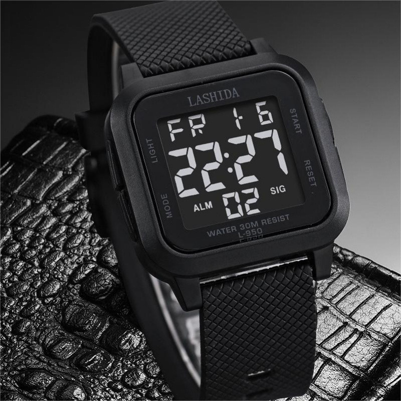 Kegllect Men's Square Digital Watch Men Silicone Strap Sport Watches ...