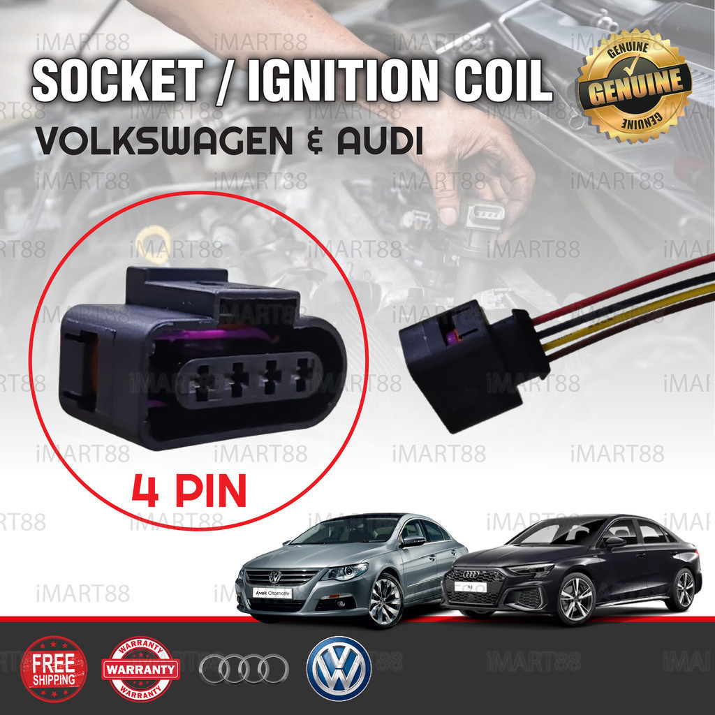 4 Pin 1pcs Volkswagen Audi Ignition Plug Coil Socket Connector 1J0 973 ...