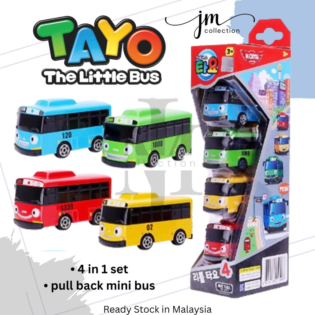 Ready Stock !!! 4pcs TAYO Bus Cartoon Pull Back Vehicle Toys Little Bus ...