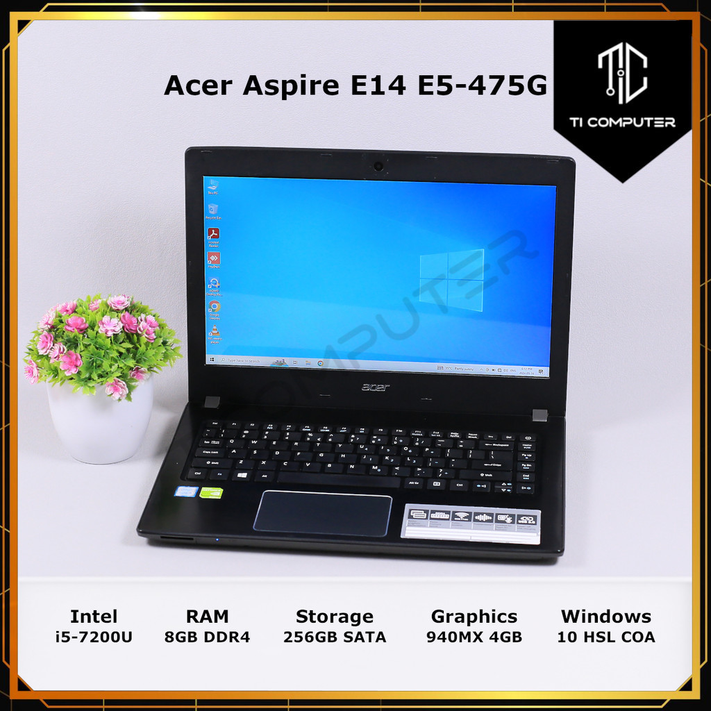 Acer Aspire E14 E5-475G Intel Core i5-7200U 8GB DDR4 RAM 256GB SATA SSD 940MX 4GB GPU ...