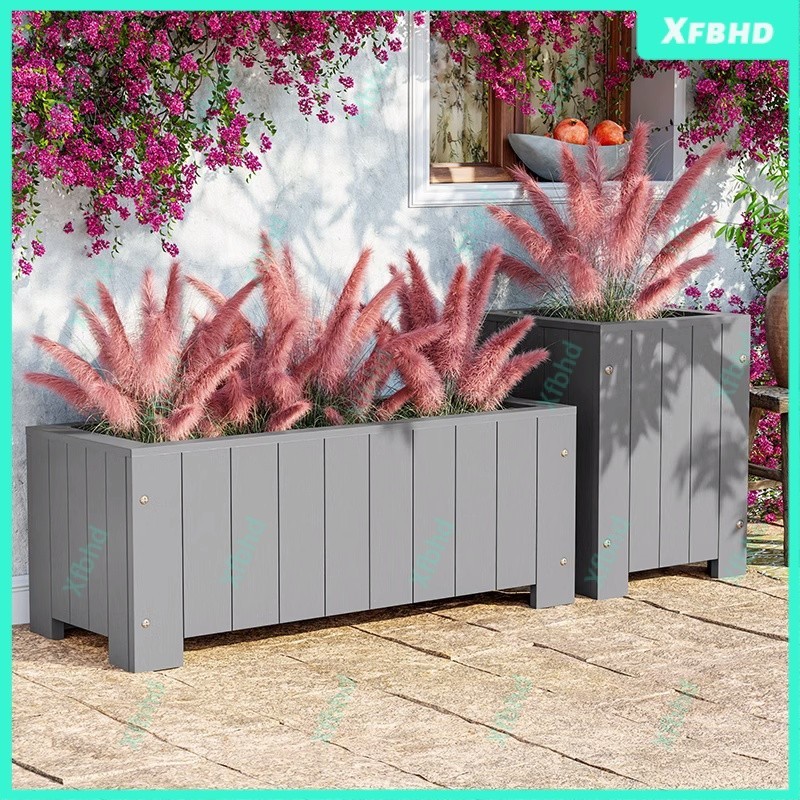 Preservative Wooden Flower Box Rectangular Outdoor Balcony Wooden ...
