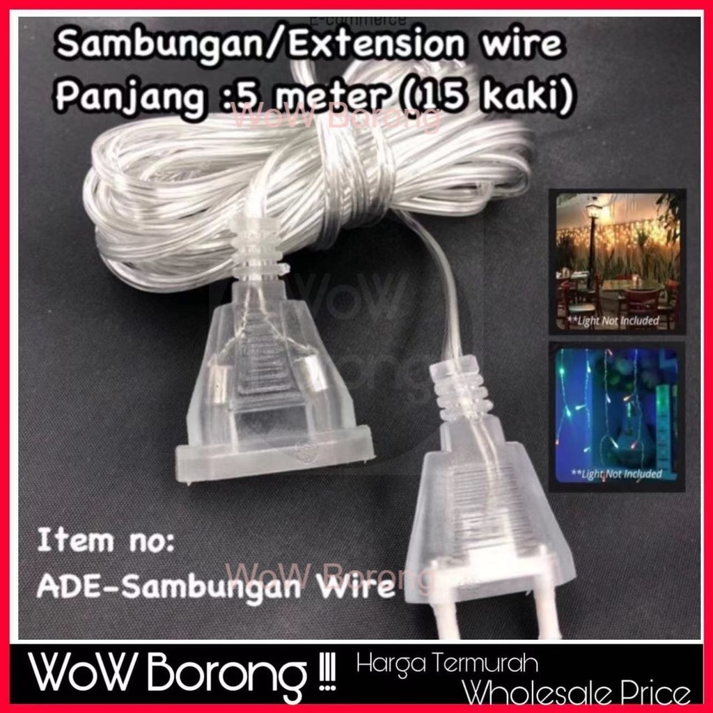 EU Plug 5meter Extension Cable AC240V Led Lantern String Chritmas Tree ...