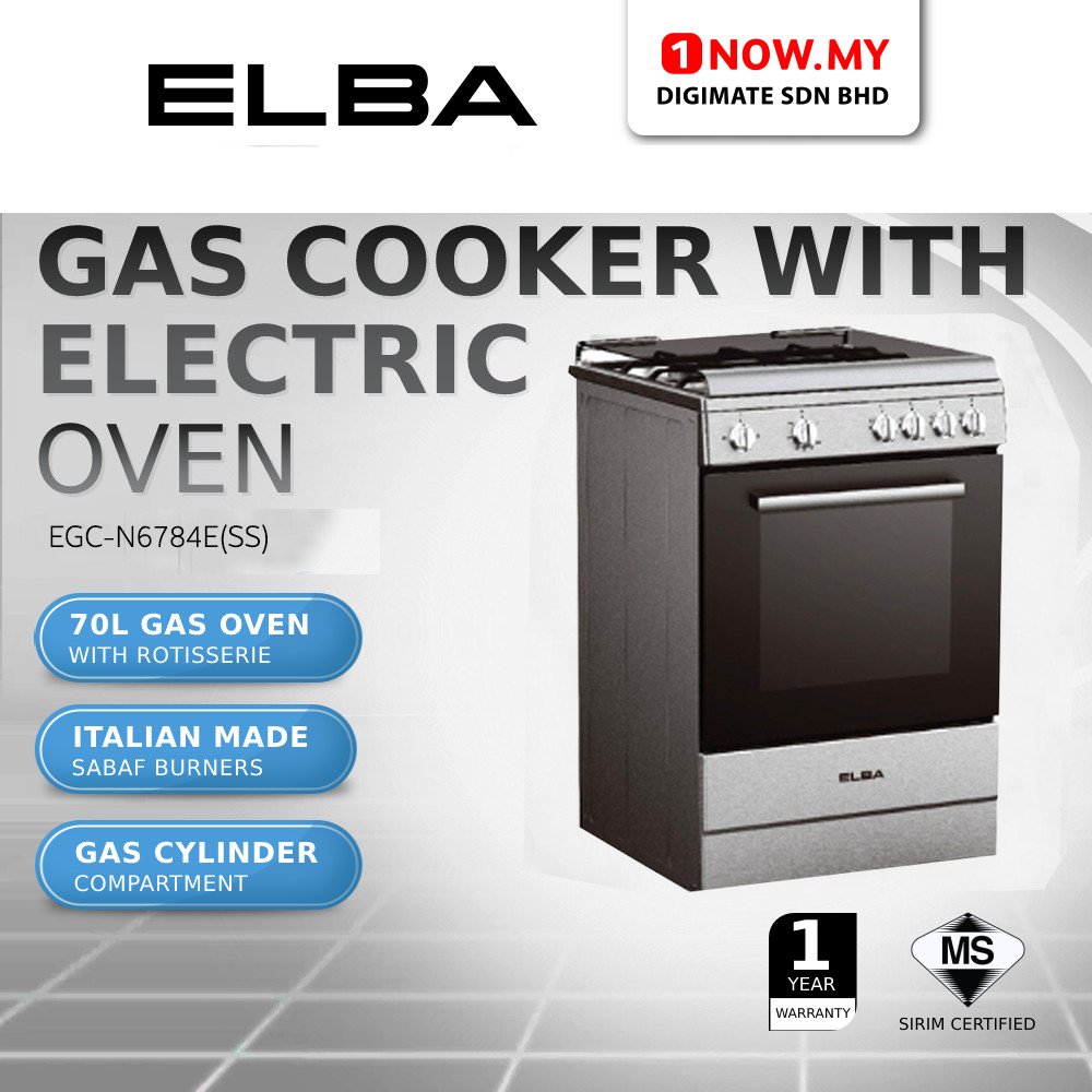 ELBA 70L 4 Burners Gas Cooker With Electric Oven EGC-N6784E(SS) | Large ...