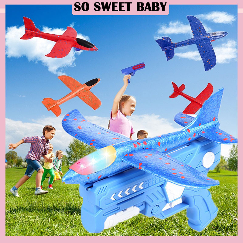 Aeroplane Toys for Kids LED Aircraft Toy with Launcher Foam Glider ...