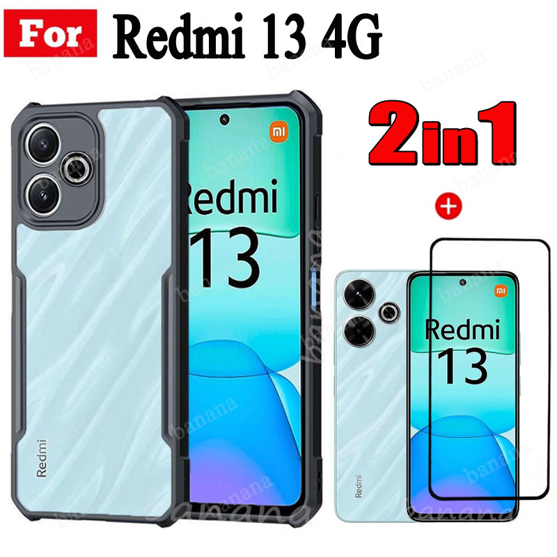 Redmi 13 4G Acrylic Phone Case for Redmi 12 4G 5G Tempered Glass and ...
