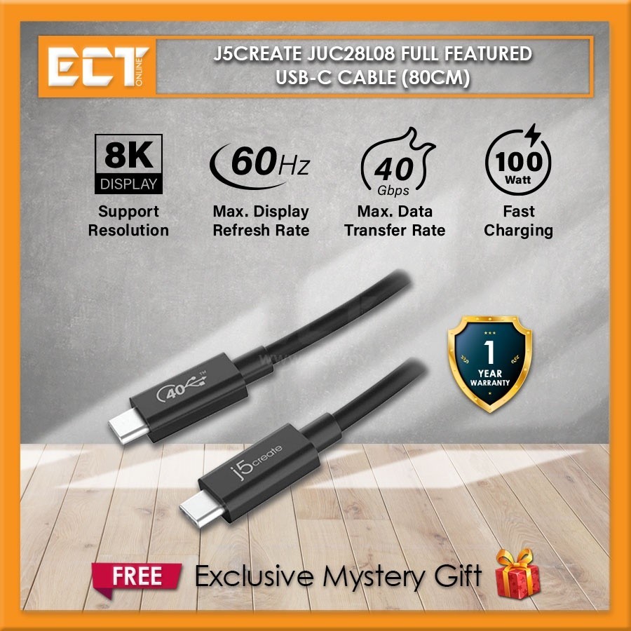 j5create JUC28L08 Full Featured USB-C Cable (80cm) | Shopee Malaysia