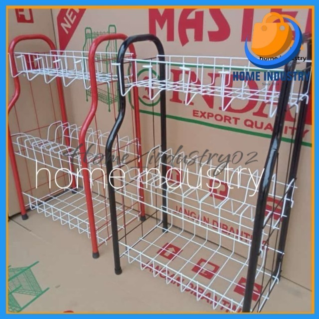 MERAH 3-tiered Red Rpl Dish Rack/ Sturdy Iron Rack/Sink Dish Rack ...