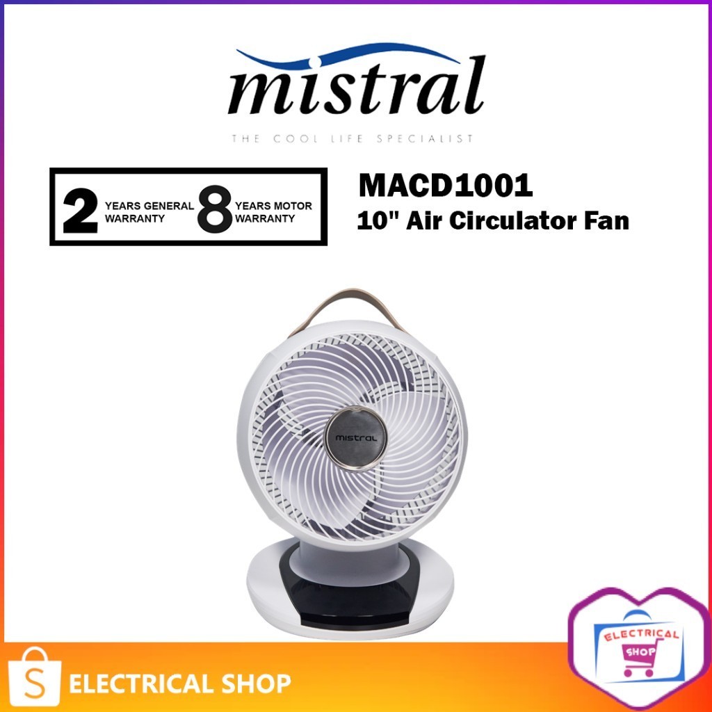 Mistral 10" Air Circulator Fan MACD1001 Table Fan with Dc Motor (White ...