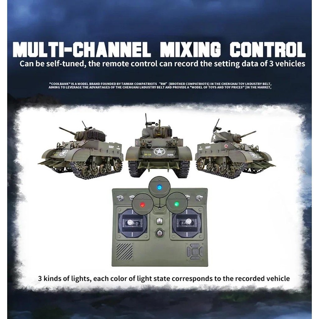 1/16 RC Tank U.S. M5A1 Stuart Light Tank Model 2.4G Military Vehicle Remote Control Crawler ...