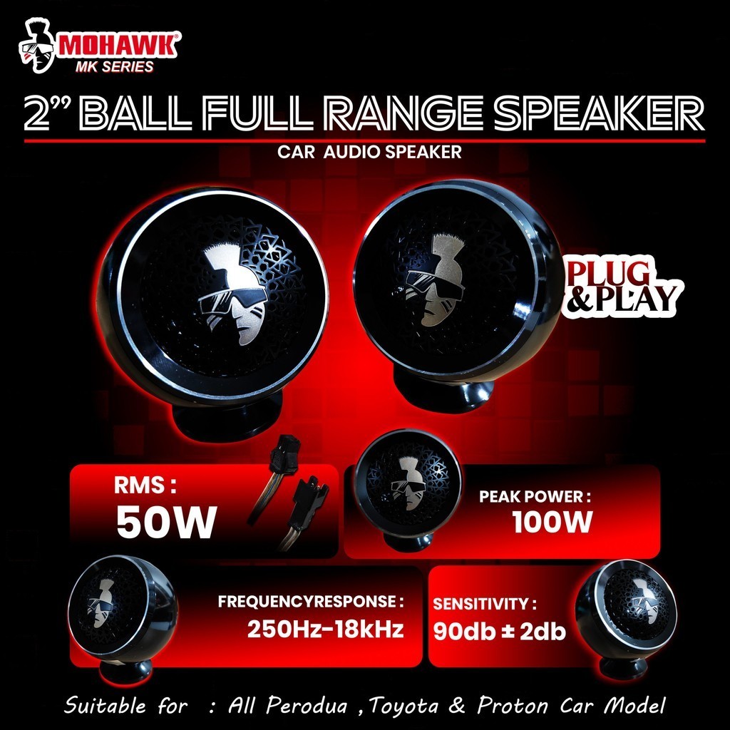 Mohawk Mk Series 2" Ball Full Range Speaker Plug & Play | Shopee Malaysia
