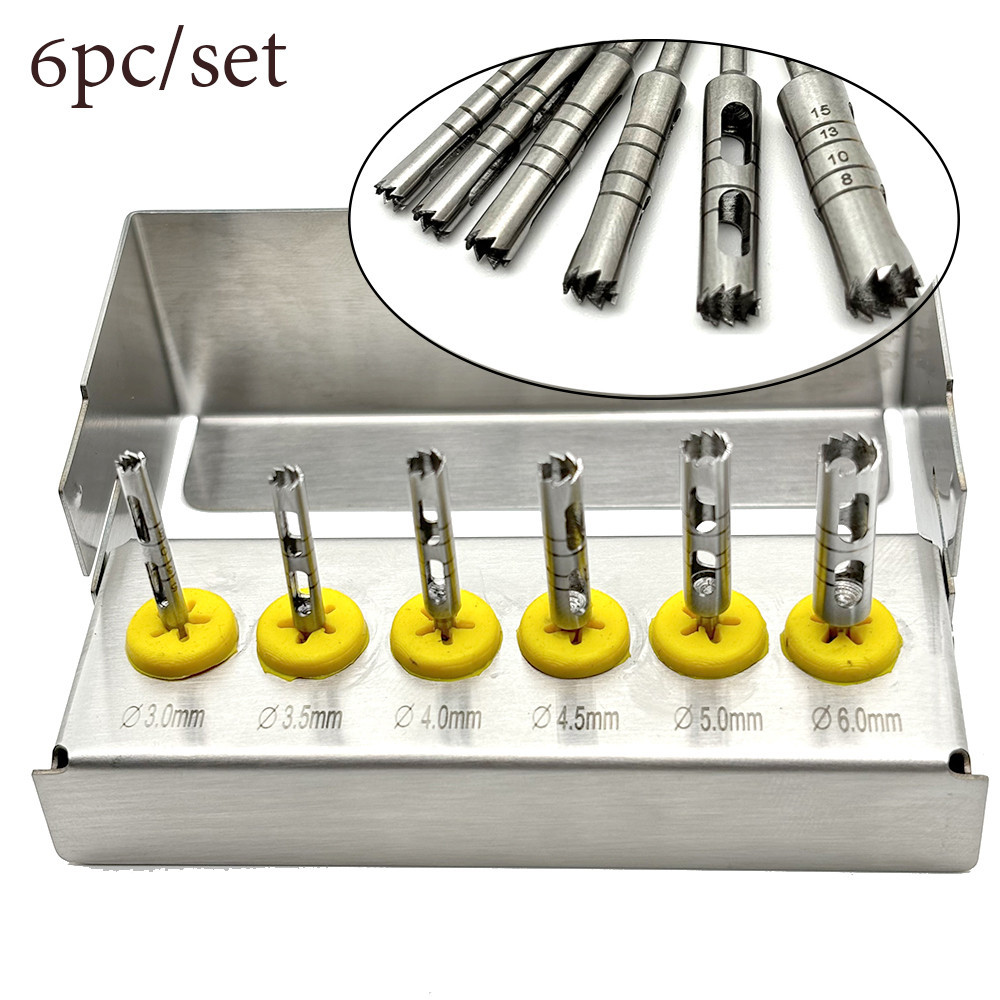 6Pcs/set Dental Implant Long Trephine Bur Drills Kit Surgical ...