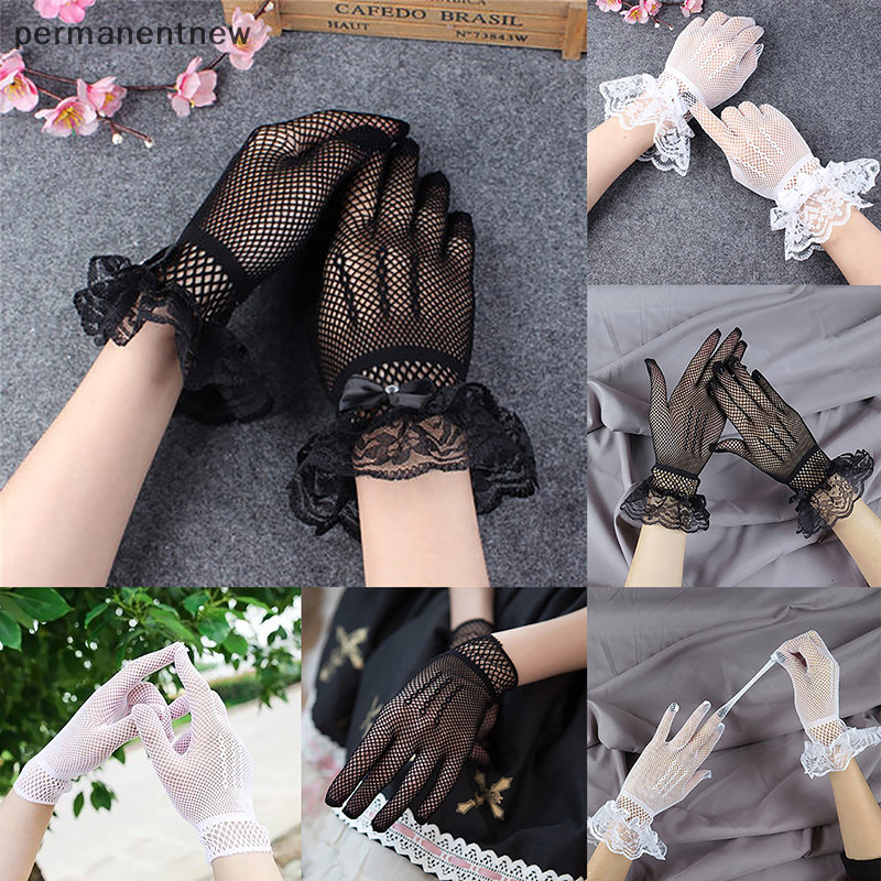 [PEMY] Ultra Thin Breathable Lace Gloves Bride Wedding Etiquette Stage ...