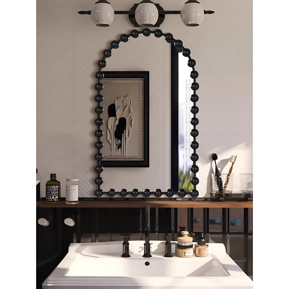 Medieval Style Retro Bathroom Mirror Nordic Toilet Wall-Mounted Arched ...