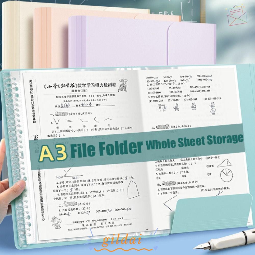 GILDAI A3 File Folder, Waterproof Loose-leaf Folders Test Paper ...