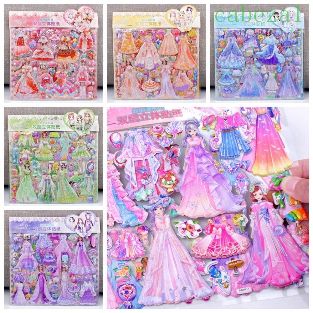 CABEZA Princess Changing Sticker, Double Layer Puffy Lace Skirt ...