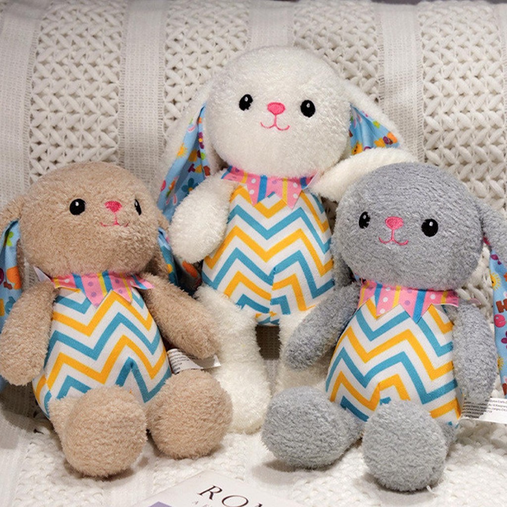 Striped Bunny Doll for Easter Gift Cute Long Ear Rabbit Doll Huggable ...