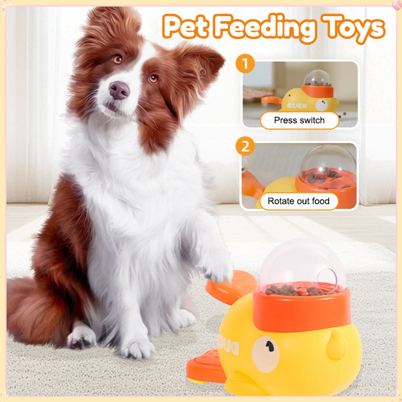 Automatic Dog Feeder Cute Yellow Duck Food Dispenser Press-on Pet ...
