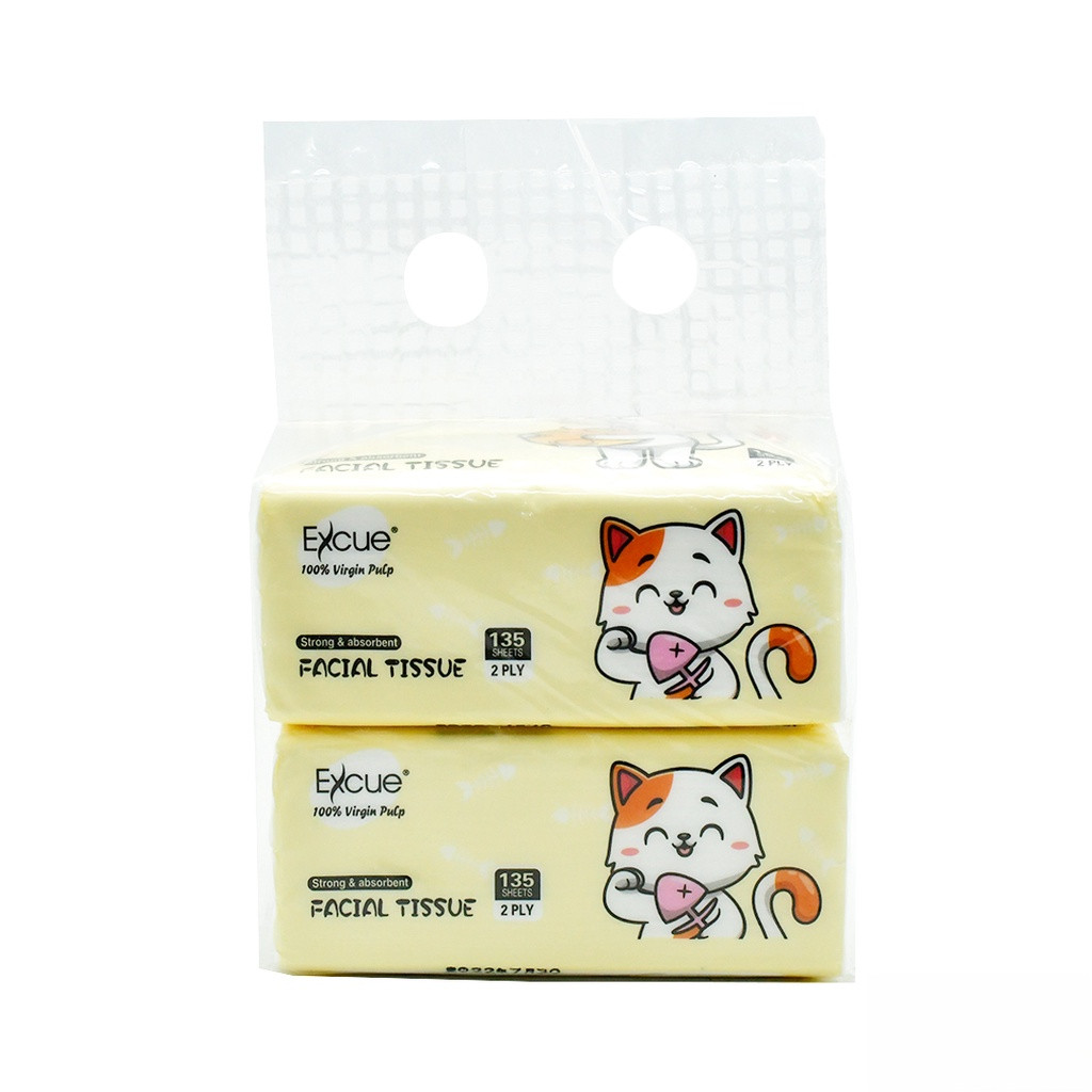 Excue Softpack Facial Tissue 135 Sheets (2pcs/pack) | Shopee Malaysia