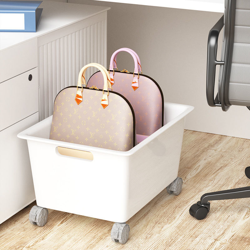 Under the Office Desk Bag Storage Box with Wheels High School Students ...