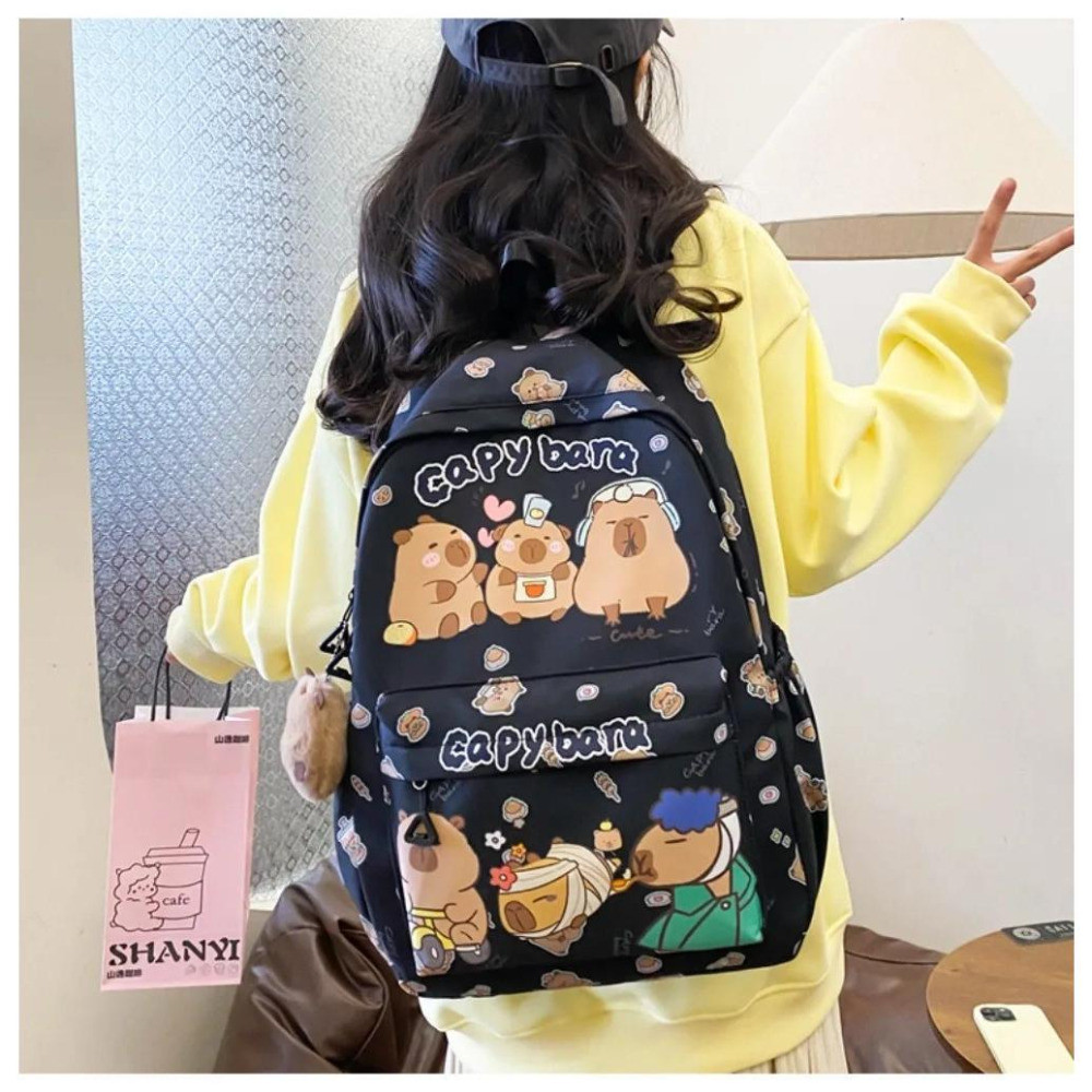 Beg sekolah Capibara kartun comel beg galas kampus yang ringkas dan ...