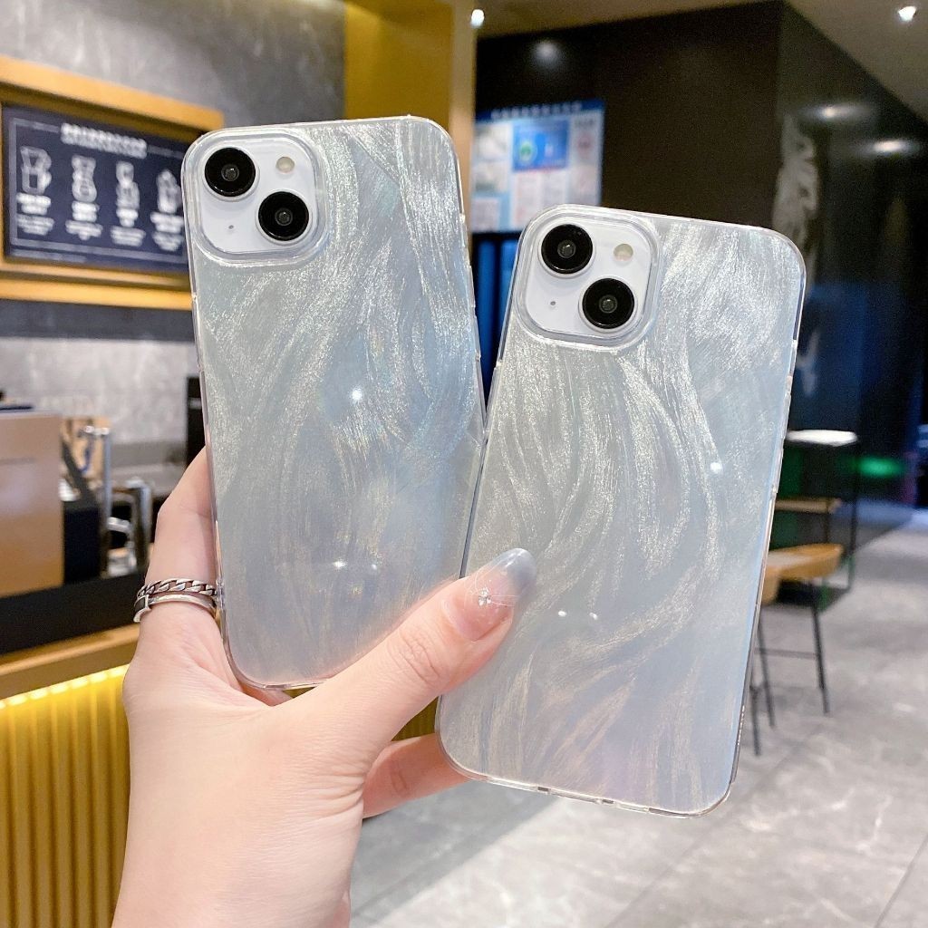 Hard Case Hybird Hologram Silver Feather Clarity Swirl Hologram Texture Compatible for Infinix ...