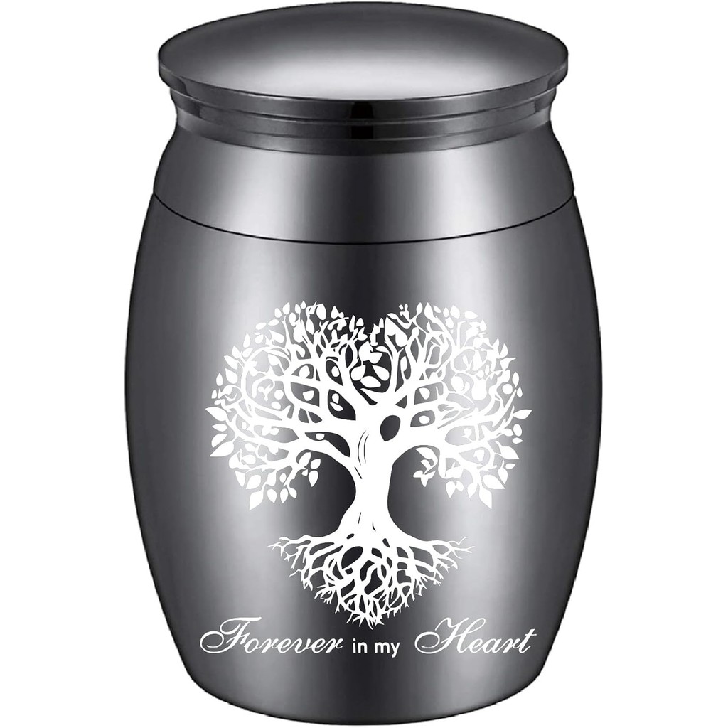 CREATCABIN Tree of Life Mini Cremation Urns Black Small Keepsake Urn for Human Ashes Holder ...