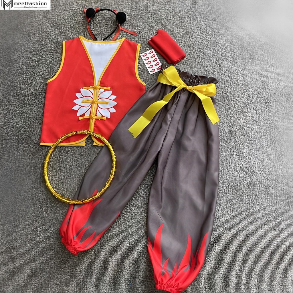 Ne Zha Cosplay Costume Set Nezha Cosplay Costume with Cute Headband ...