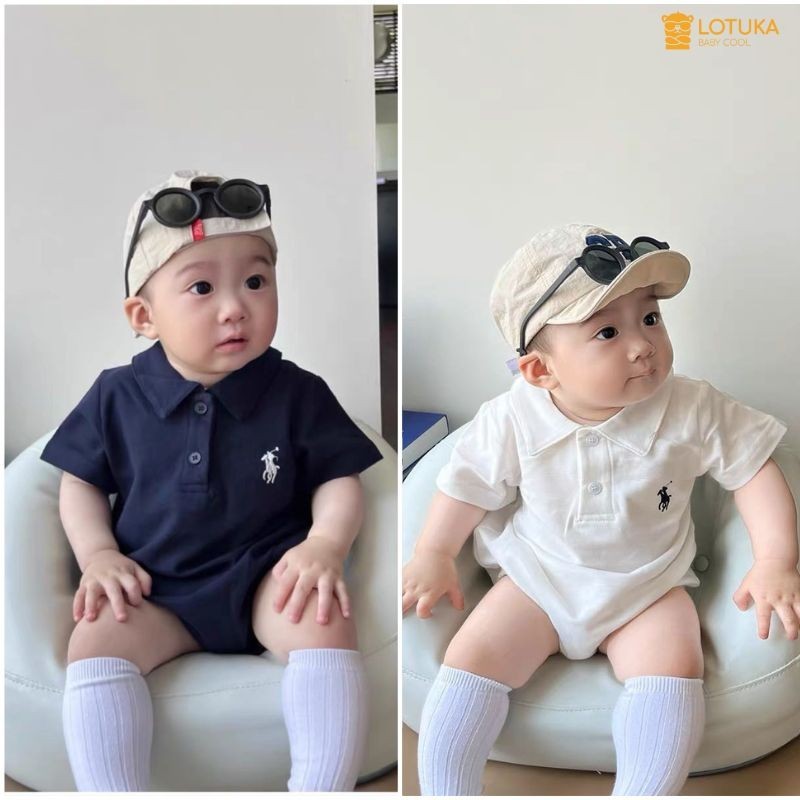 LOTUKA Baby Cotton Polo Chip Bodysuit with Horse Embroidery, Bodysuit for Boys and Girls ...