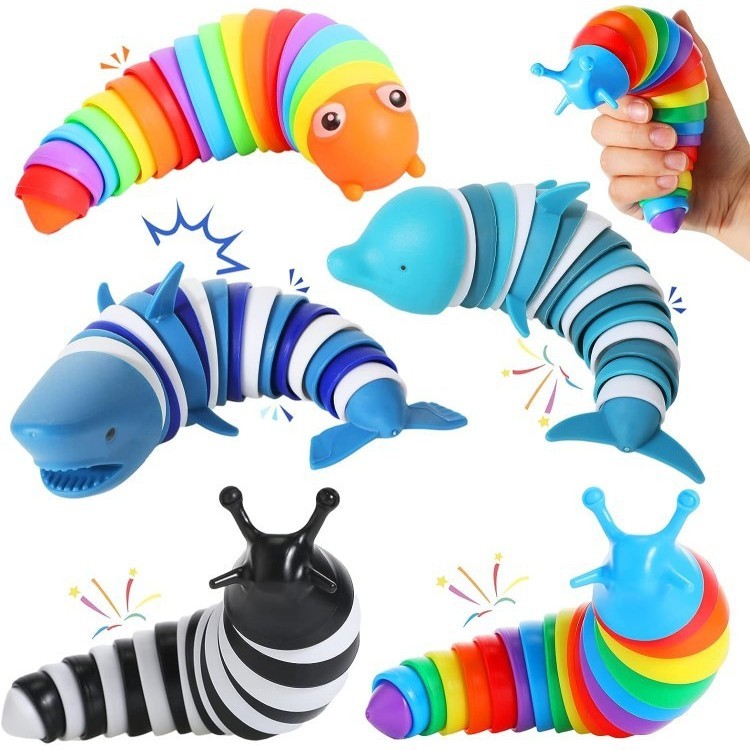 Snail Twist Funny Fidget Slugs Articulated Sensory Toy Puzzle Colored ...