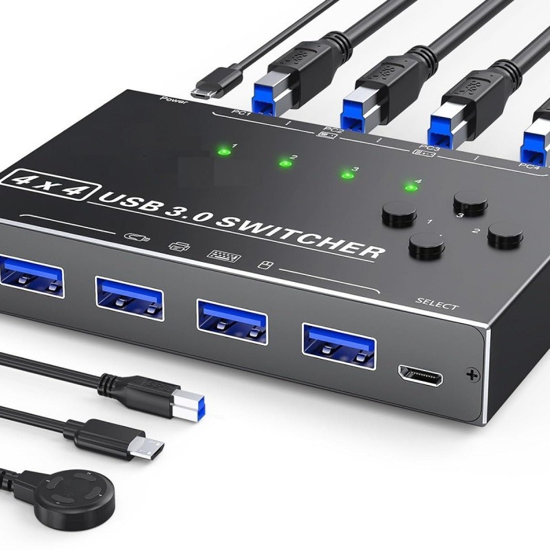 2024 New KCEVE USB 3.0 Switch 4 Computers 4 Port USB Switch Selector for 4 Computer Share 4 USB ...