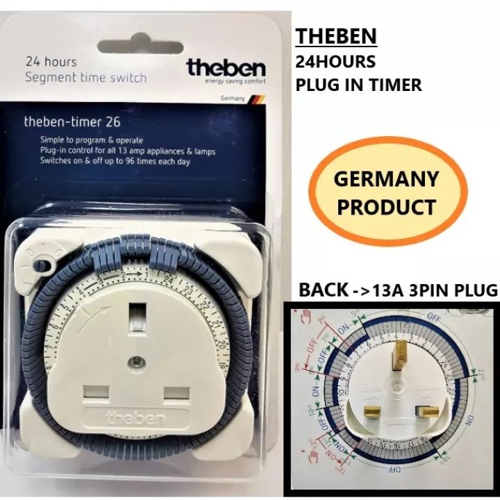 THEBEN 13A 24Hour Plug In Timer Time Switch Germany 100% ORIGINAL ...