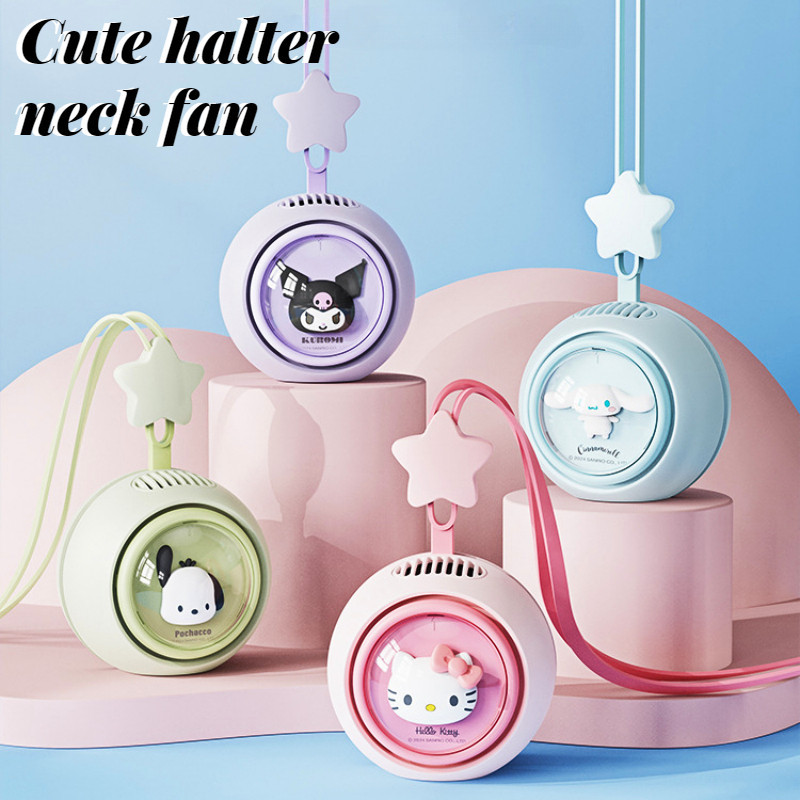 Portable Kuromi Neck Fan Mini Kipas Cute Ssmall Fan Cooling Bladeless ...