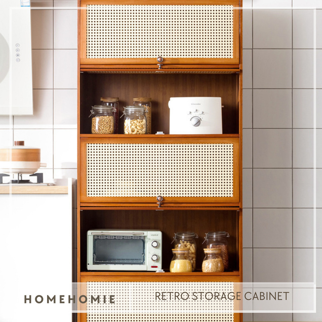 Homehomie Minimalist Muji Nordic Bamboo Cabinet Kitchen Pantry Retro ...