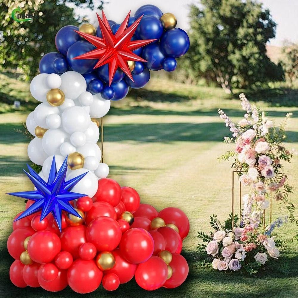 PEARL Red White and Blue Balloon Arch Kit, Foil Latex Balloon Garland ...