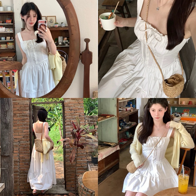 Super pretty white beach dress/skirt with bust and waist in 2 long and short designs (with real ...