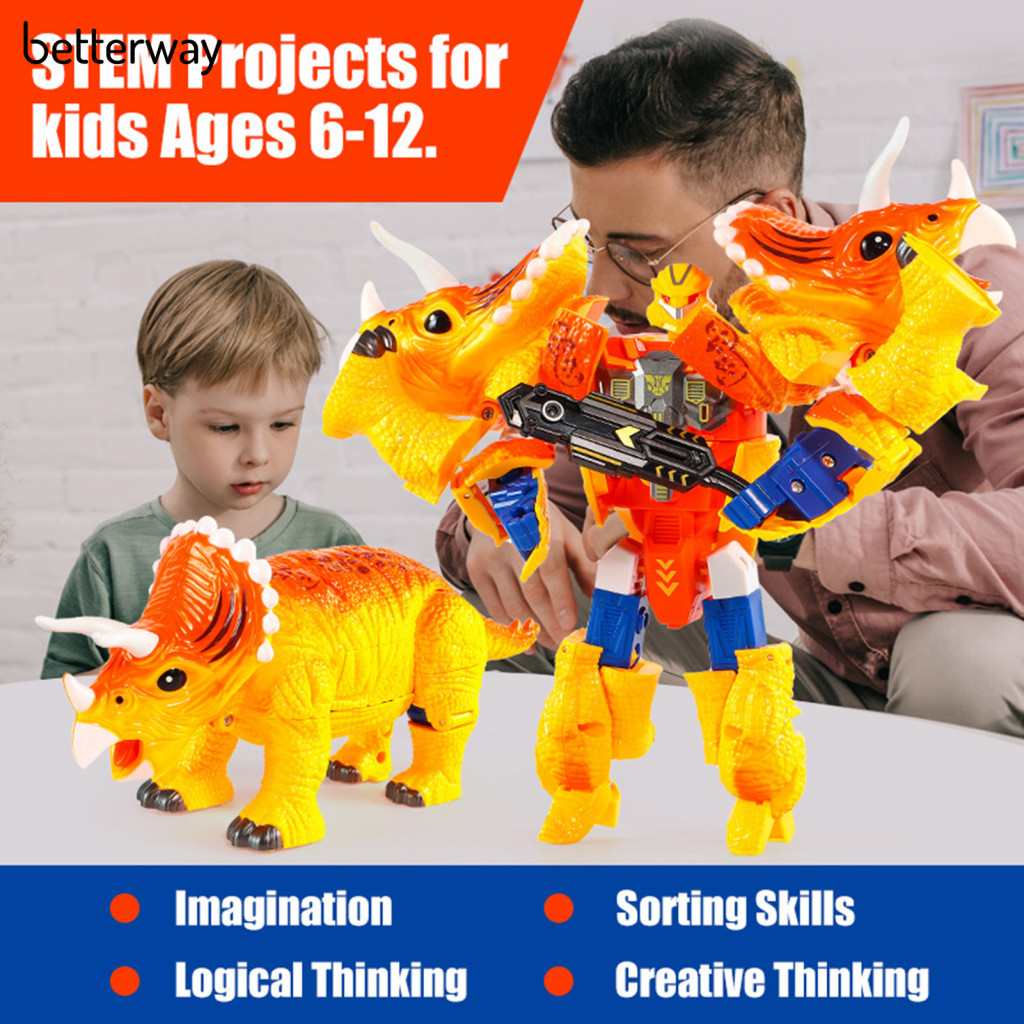 Betterway Robot Dinosaur Toy 2-in-1 Assemble Toy Triceratop ...