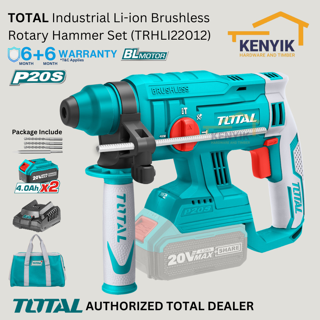 TOTAL Industrial Li-ion Brushless Rotary Hammer Set (TRHLI22012 ...