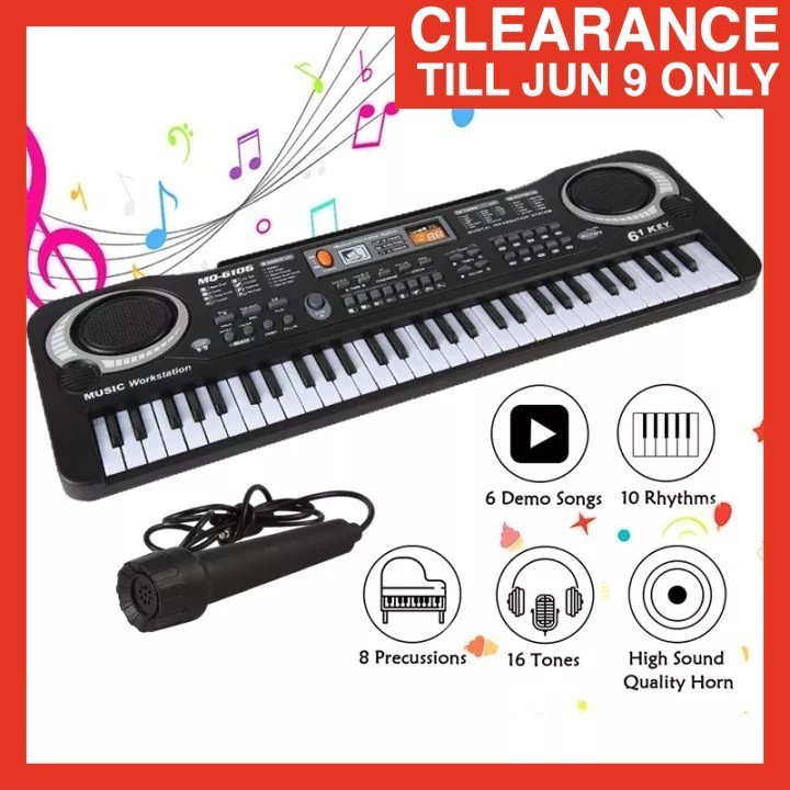 (FREE MICROPHONE) 61 Keys Digital Electronic Piano Keyboard Piano Papan ...