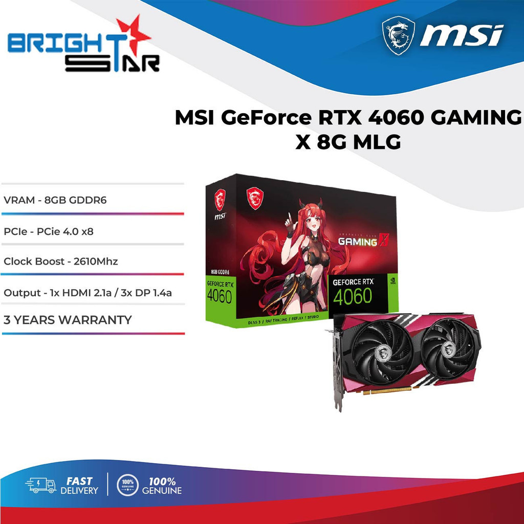MSI GeForce RTX 4060 GAMING X 8G MLG 8GB GDDR6 | Shopee Malaysia