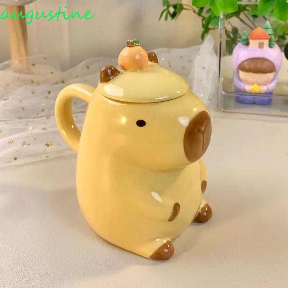 AUGUSTINE Capybara Mug, Yellow Cartoon Ceramic Cup, Funny Animal With ...