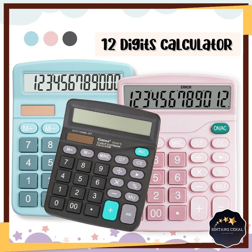 [BC] 12 Digits Calculator Dual Powered Cute Macaron Colour Solar ...