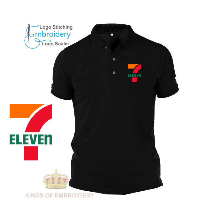 Baju Polo Classic T Shirt logo 7 Eleven 7-11 7e Mart Sulam Embroidery ...