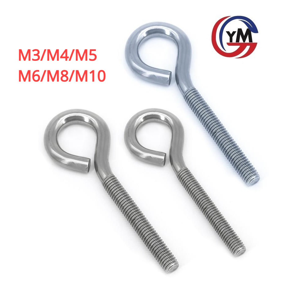 [YHM] M3/m4/m5/m6/m8/m10 Galvanized Closed Hook with Loop Screw 304 Stainless Steel Ring Screw ...