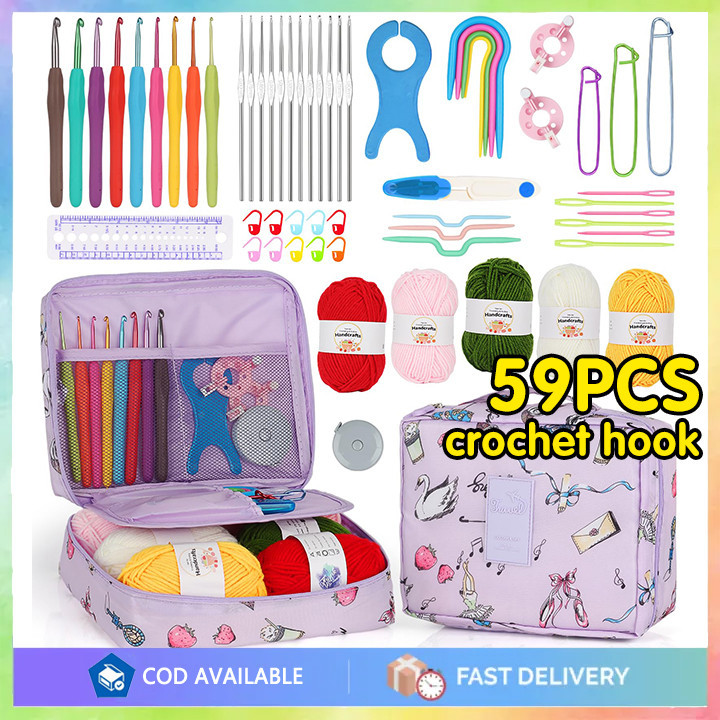 59PCS Beginner Crochet Kit For Adults Knitting Starter Kit Adults And ...