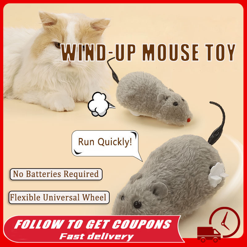 Cat Clockwork Mouse Toy Wind Up Rat Cat Dog Playing Toy Pets Plush ...