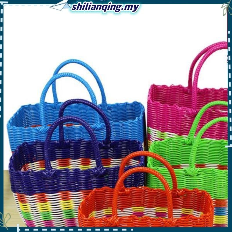 Bakul Berkelah Bakul Plastik Penyimpanan 购物篮 塑料藤篮 Portable grocery ...
